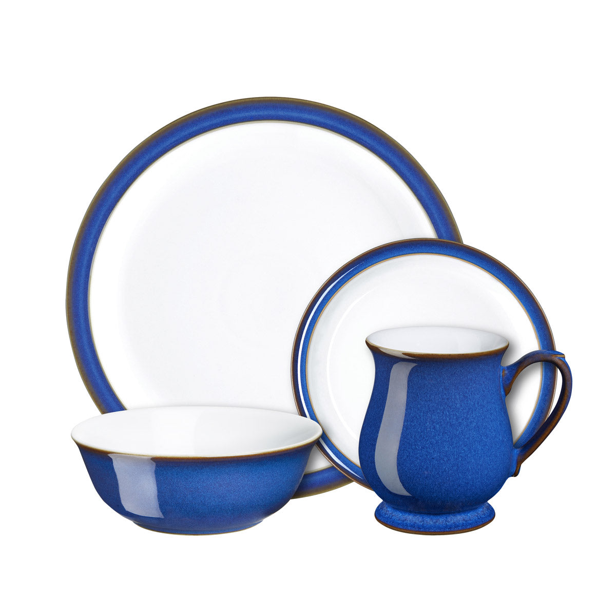 Durable Denby Imperial Blue 4 Piece Dinnerware Set - Timeless Style ...